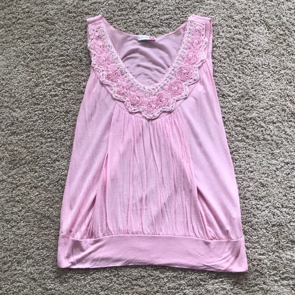 Body Central | Tops | Body Central Pink Tank Top With Flowers | Poshmark